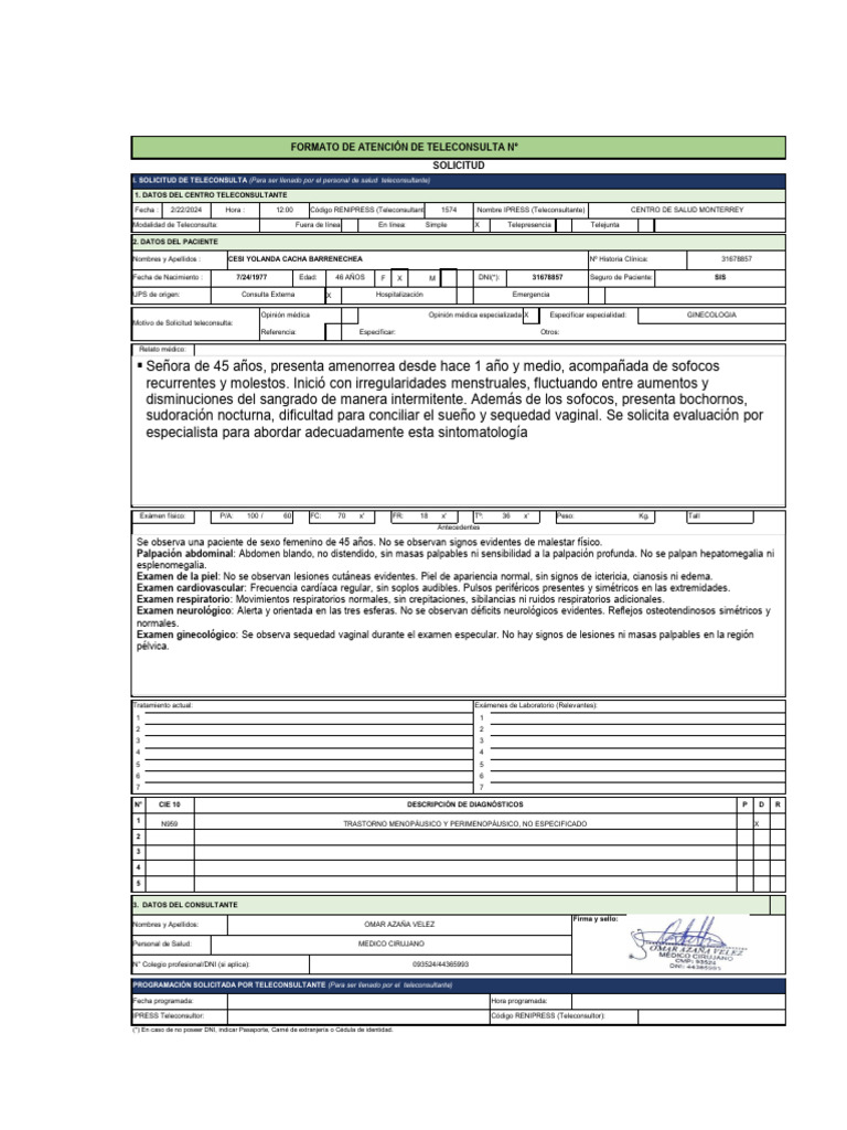 Solicitud de Teleconsulta en Monterrey | PDF | Documento de identidad | Examen físico