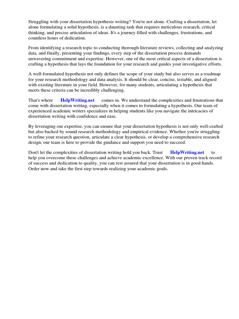 Dissertation Hypothesis Writing | PDF | Thesis | Hypothesis