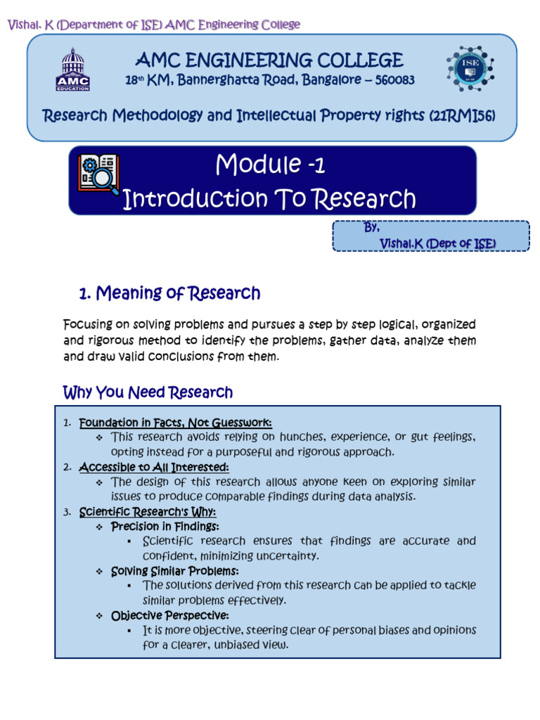 Module 1 Introduction To Research Research Methodology & IPR 240101 ...