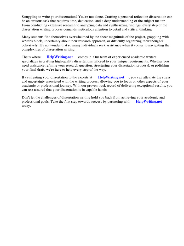 Personal Reflection Dissertation Sample | PDF | Essays | Thought