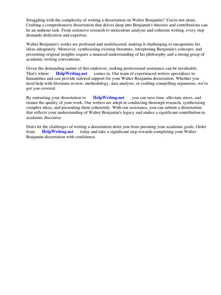 Walter Benjamin Dissertation | PDF | Hannah Arendt