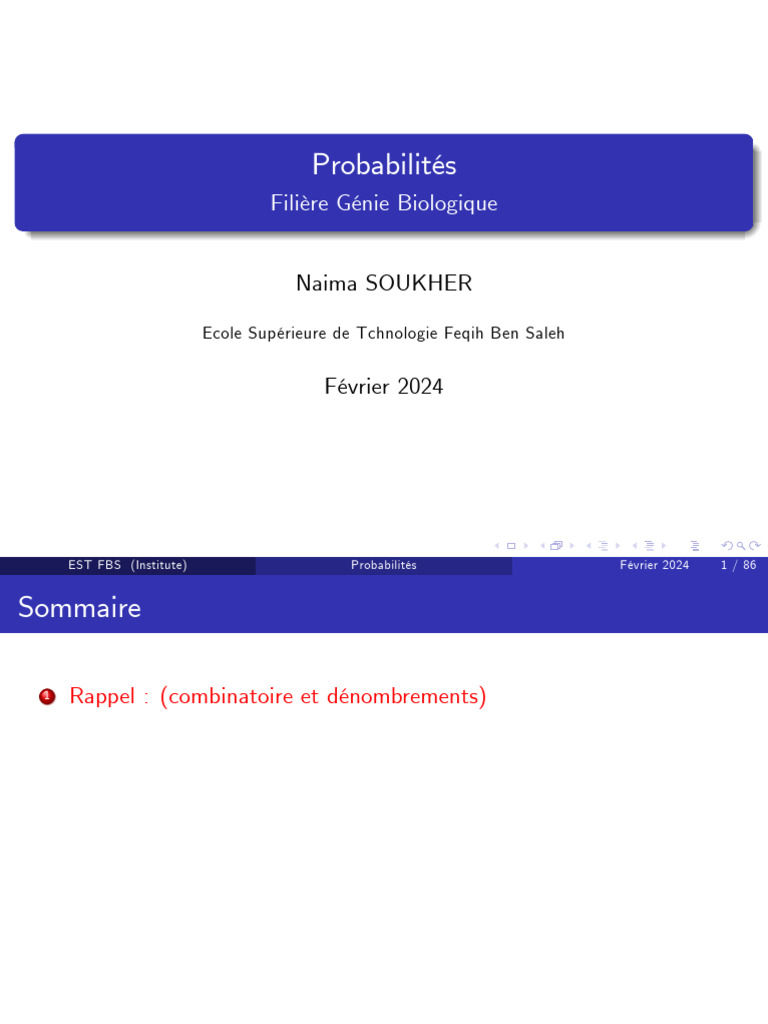 Introduction aux Probabilités et Combinatoire | PDF | Théorie des ...