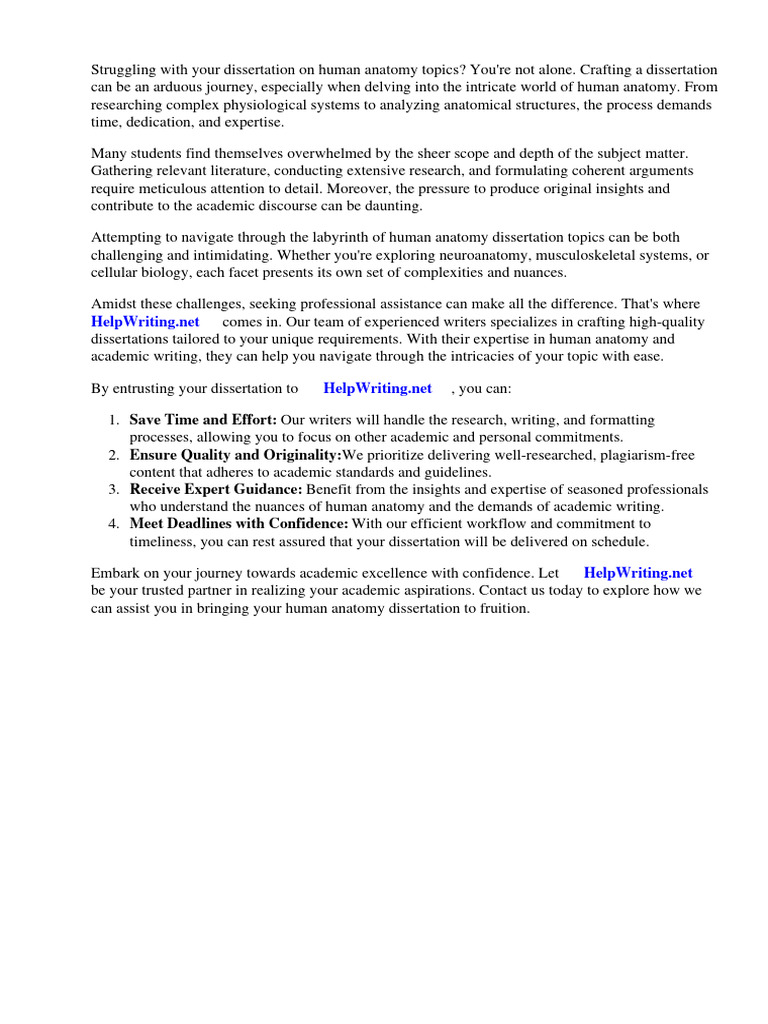 Dissertation Topics Human Anatomy | PDF | Human Body | Anatomy
