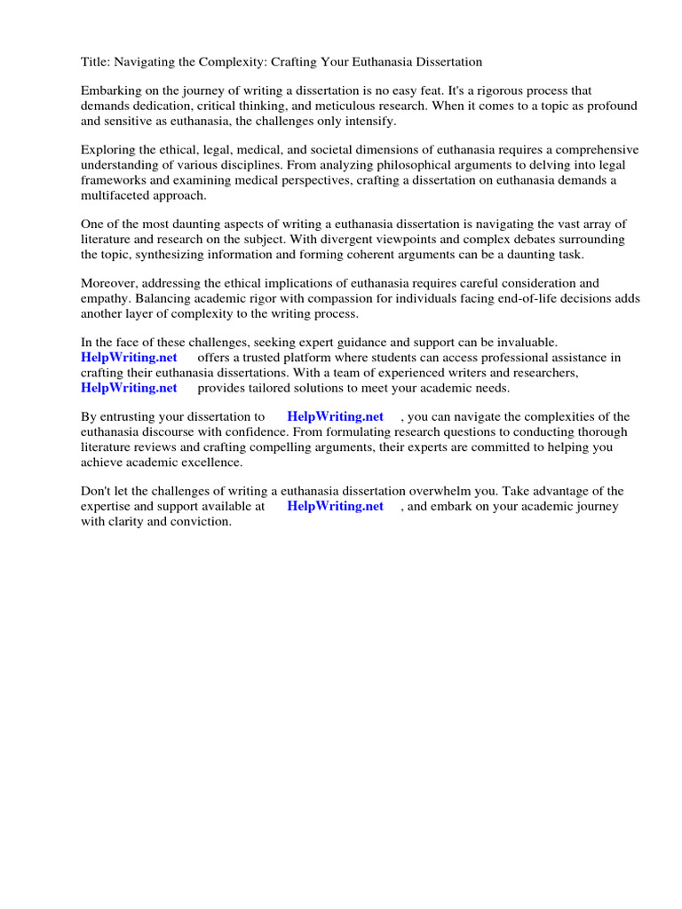 Euthanasia Dissertation Writing Guide | PDF | Terminal Illness | Shock ...