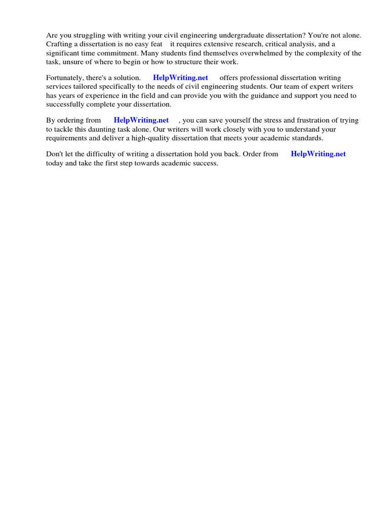 Civil Engineering Undergraduate Dissertation Examples | Download Free ...