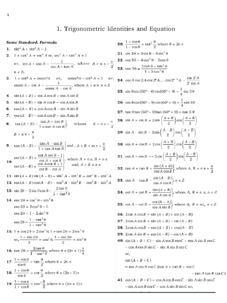 Trigonometric Formulae | PDF