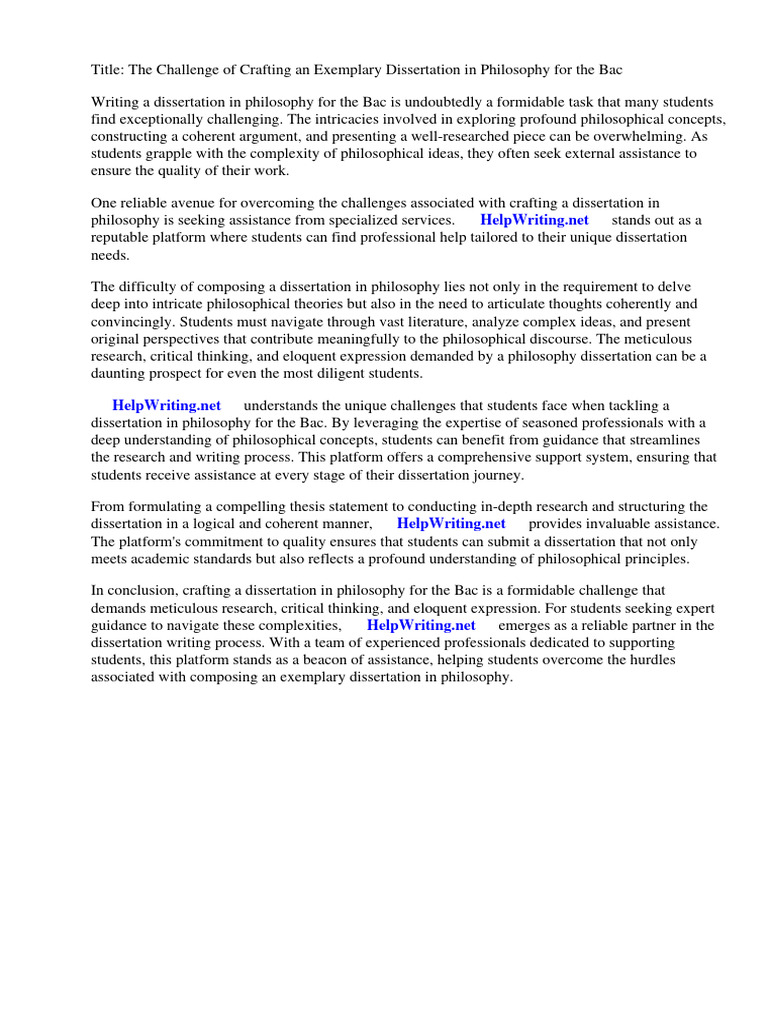 Exemple Dissertation Philo Bac | PDF | Thought