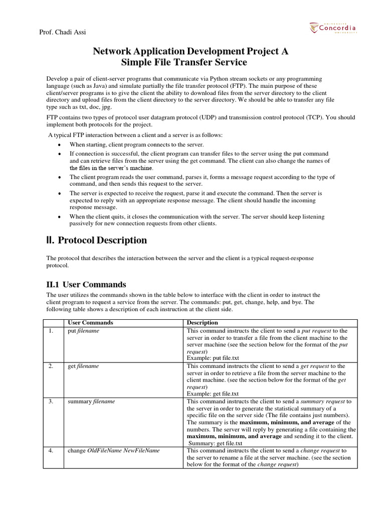 Project Coen366 | PDF | Transmission Control Protocol | File Transfer Protocol