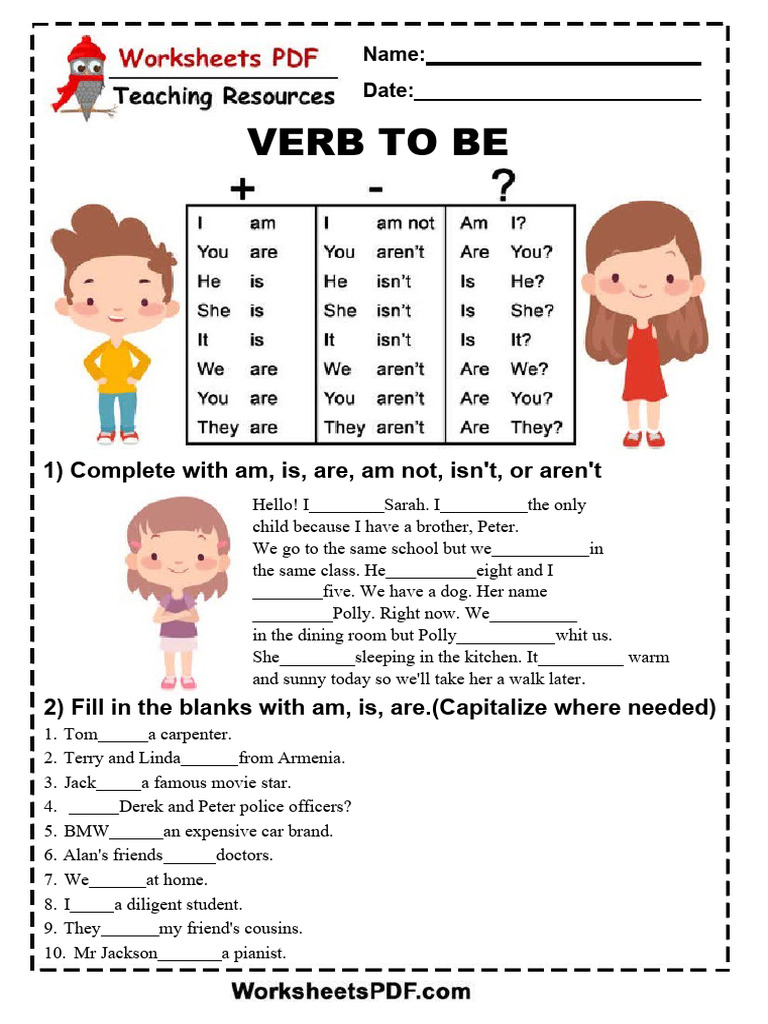 Am Is Are Worksheets | PDF