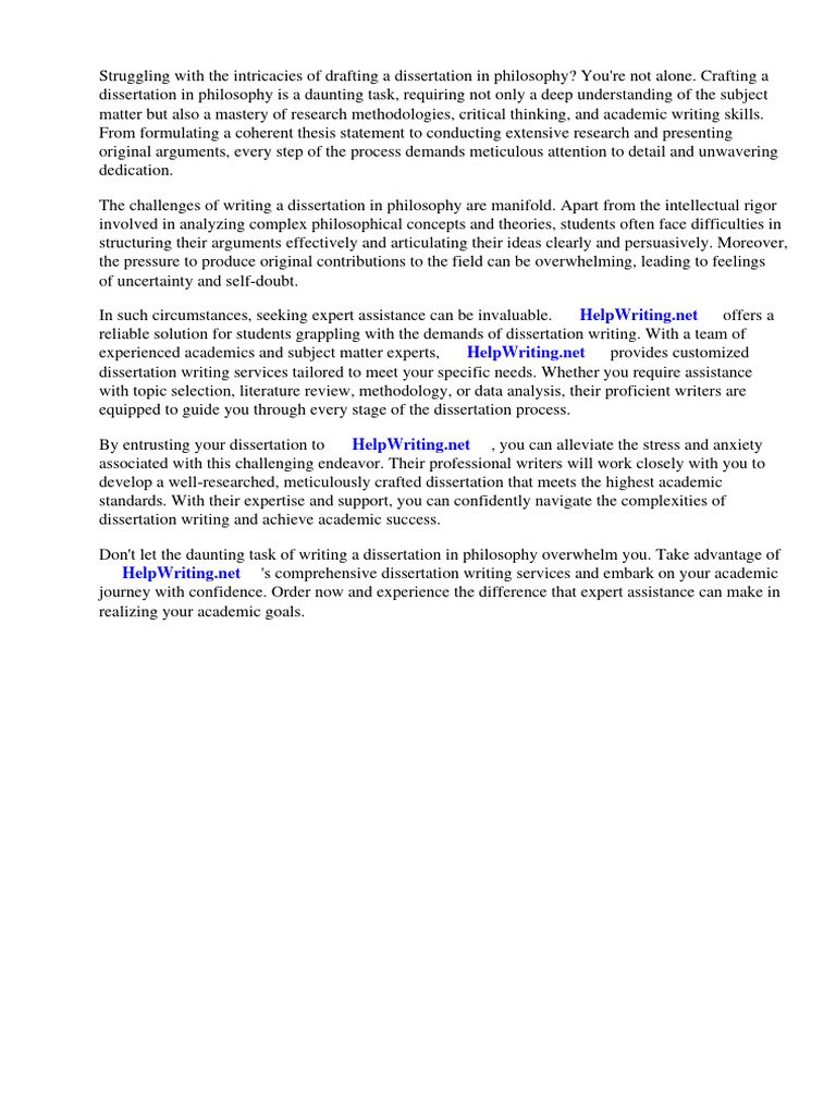 Philosophy Dissertation Help | PDF | Thesis | Academic Publishing
