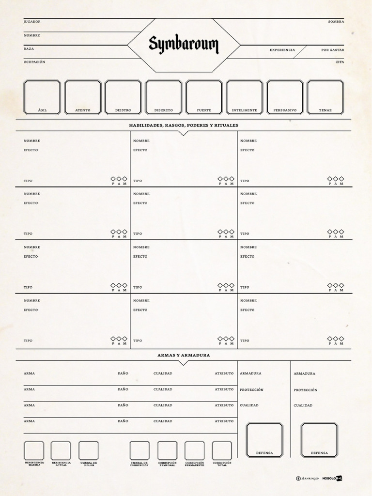 Ficha Propia Symbaroum | PDF