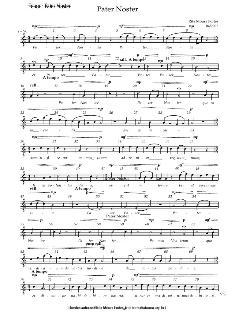 Pater Noster - SABT - e - Piano - Tenor - Pater Noster | PDF
