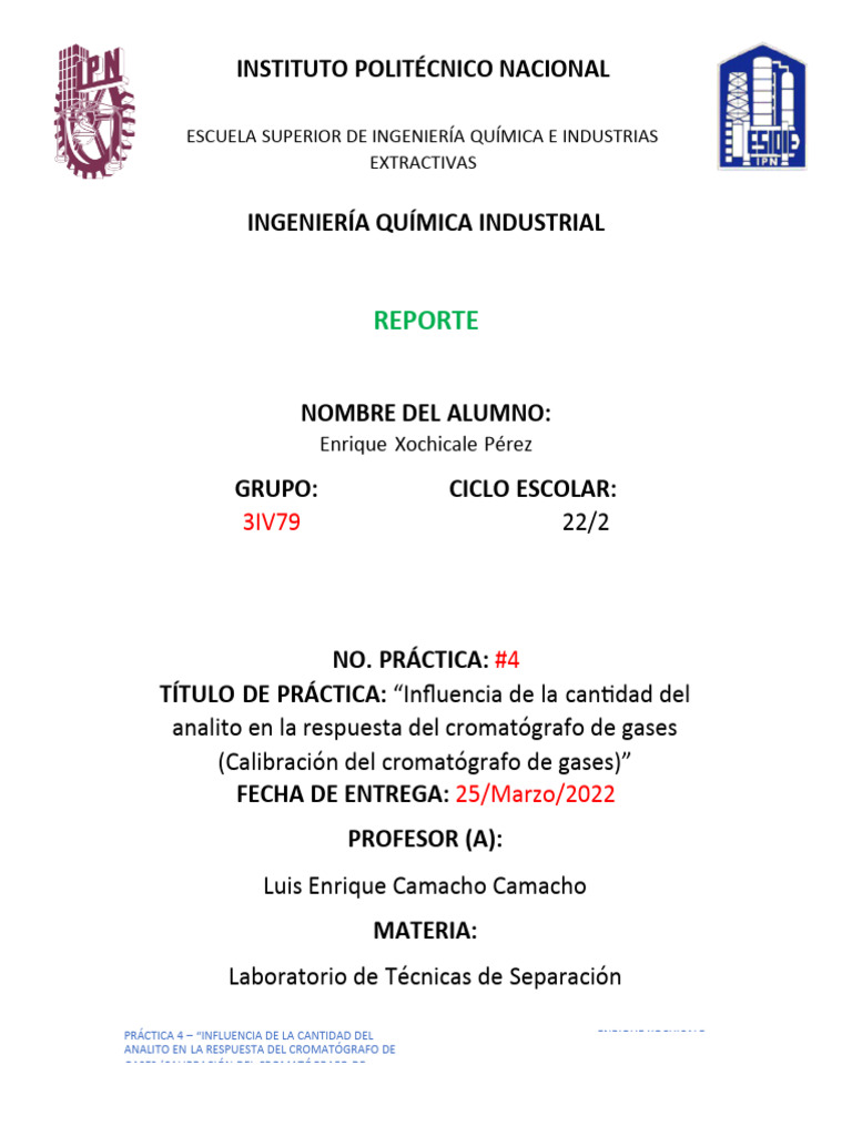 Práctica #4 - Influencia de La Cantidad Del Analito en La Respuesta Del ...