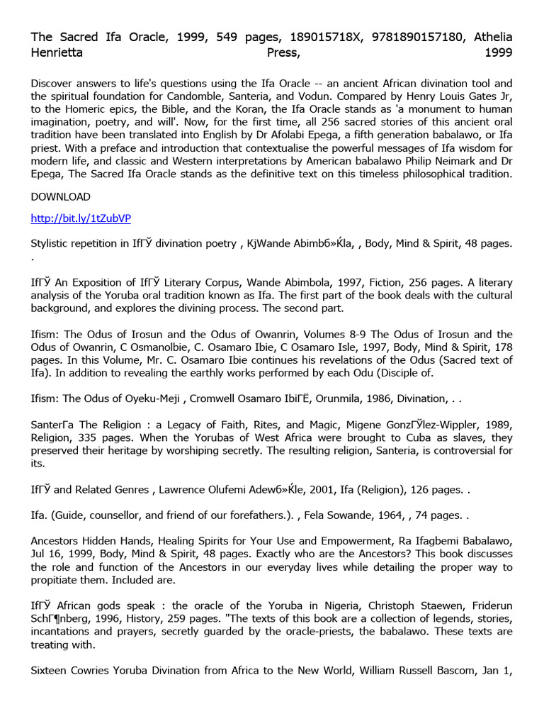The Sacred Ifa Oracle, 1999, 549 Pages, 189015718X, 9781890157180 ...