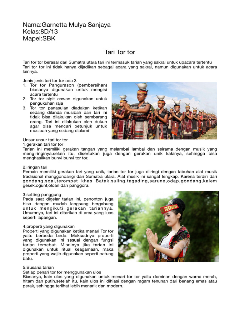 Tari Tor Tor | PDF | Seni & Disiplin Bahasa | Seni