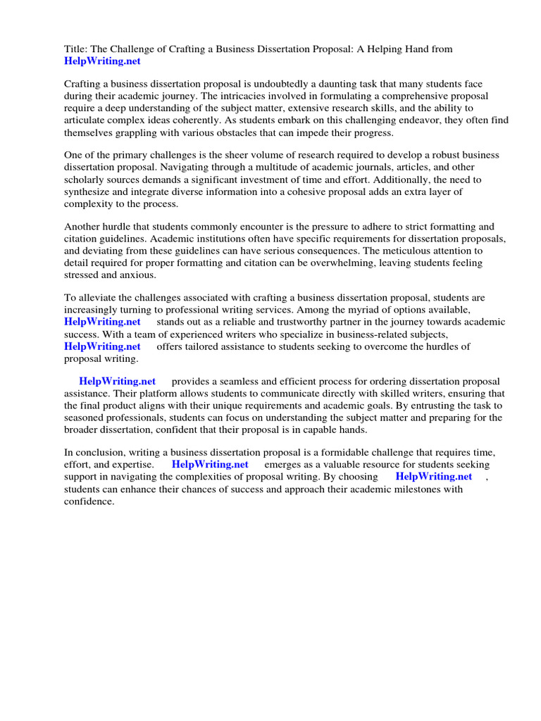 Business Dissertation Proposal Template | PDF | Thesis | Corporate ...