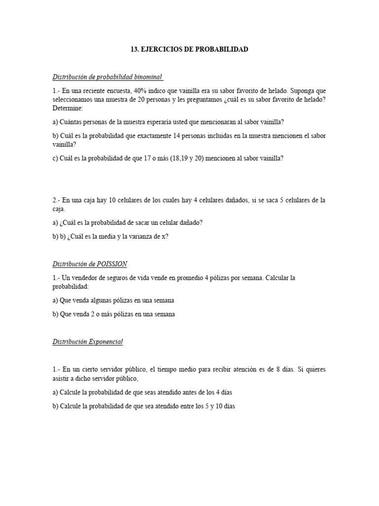 Ejercicios de Probabilidad | PDF