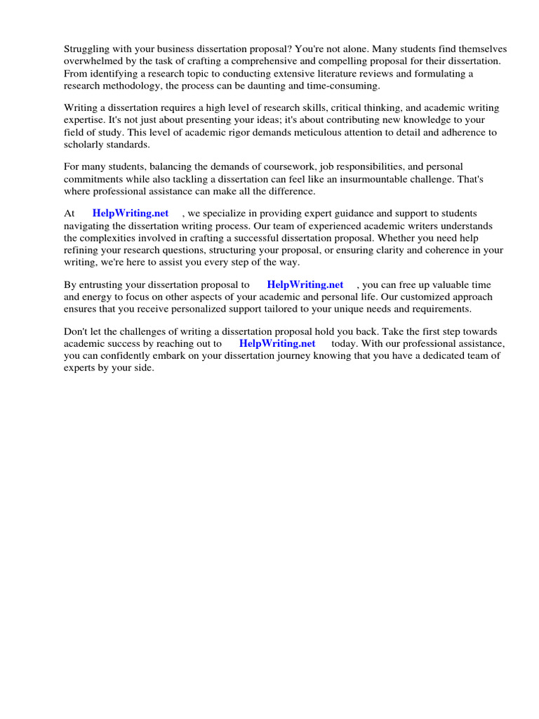 Example of A Business Dissertation Proposal | PDF | Thesis | Essays