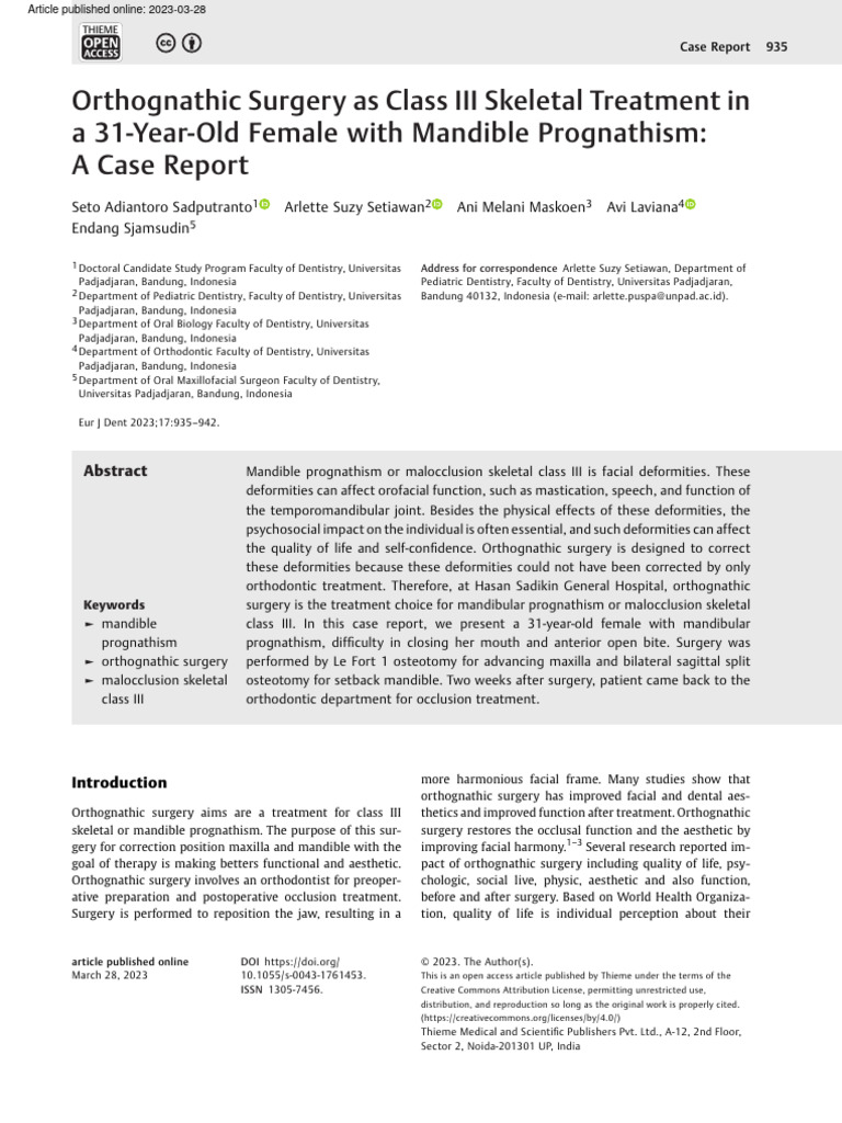 Orthognathic Surgery for Class III Prognathism | PDF | Dental Anatomy ...