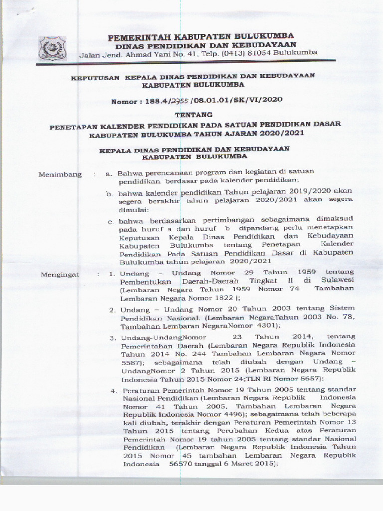 SURAT PENETAPAN KALENDER PENDIDIKAN - Page-0001 | PDF