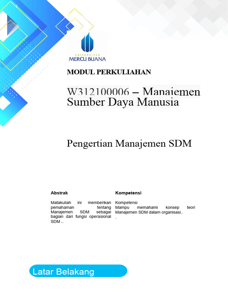 New Modul 01 MSDM Ganjil 2022 2023 | PDF