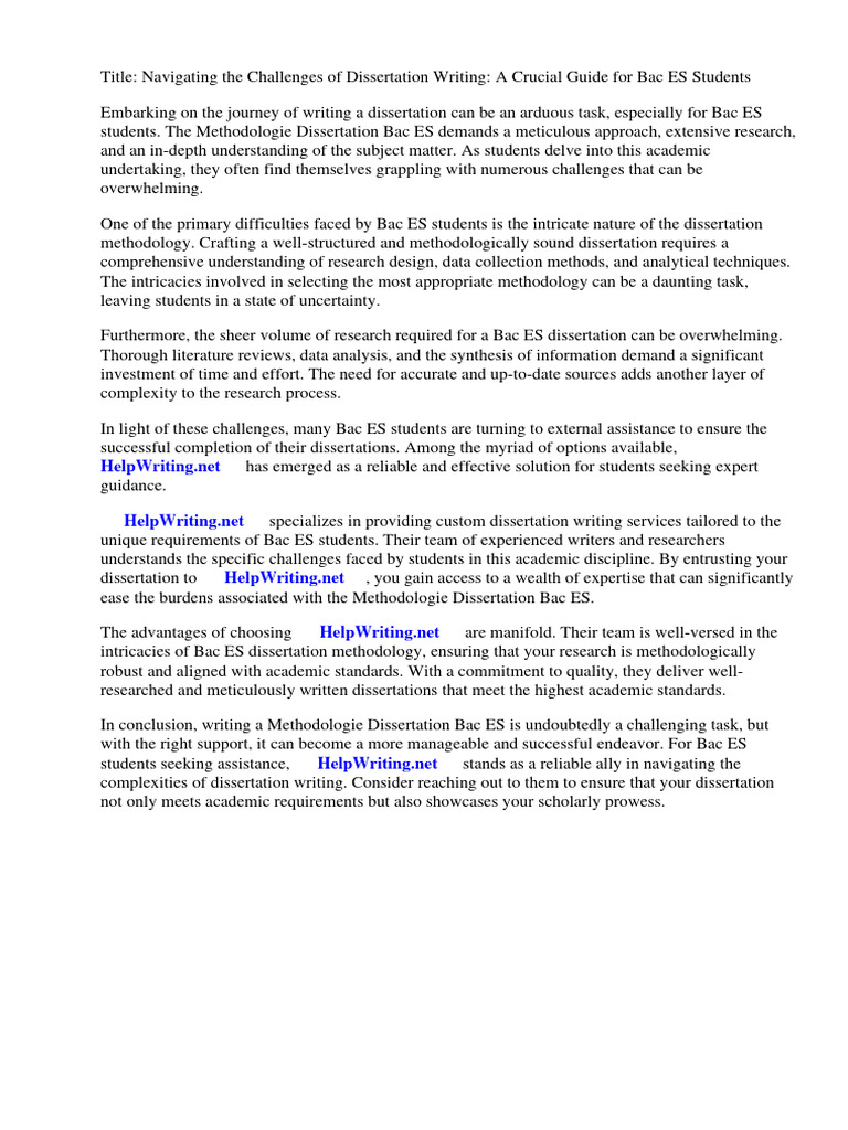 Methodologie Dissertation Bac Es | PDF