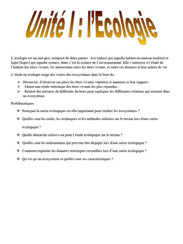 Outils et Méthodes de Sortie Écologique | PDF | Écologie | Plantes