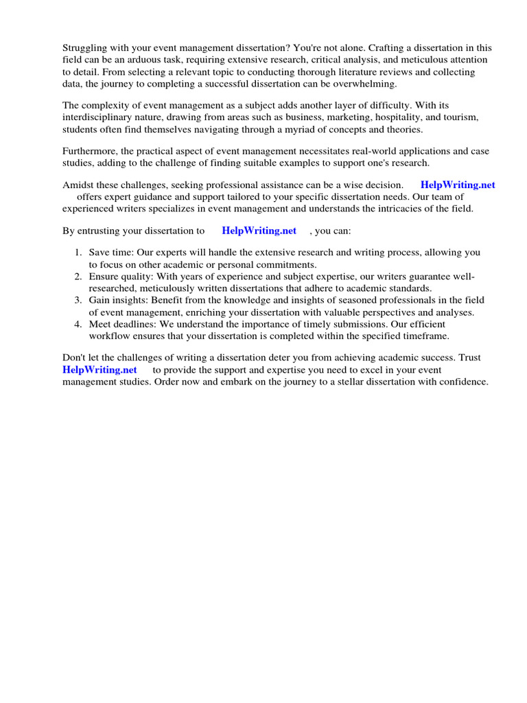 Event Management Dissertation Examples | PDF | Marketing | Thesis