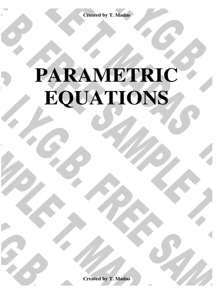 Parametric Equations Pdf Equations Mathematical Objects