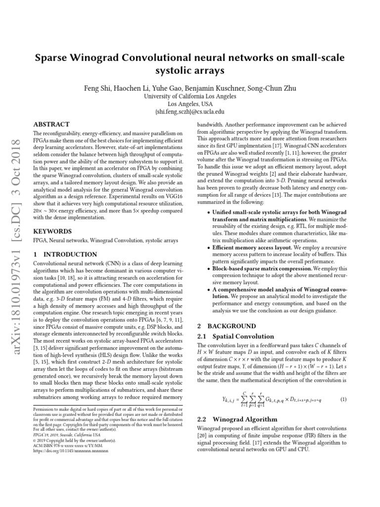 Sparse Winograd Convolutional Neural Networks On Small-Scale Systolic ...