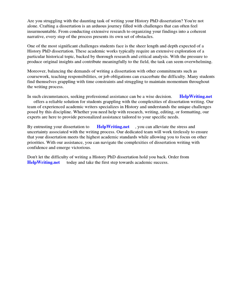 History PhD Dissertation Help | PDF | Thesis | Essays