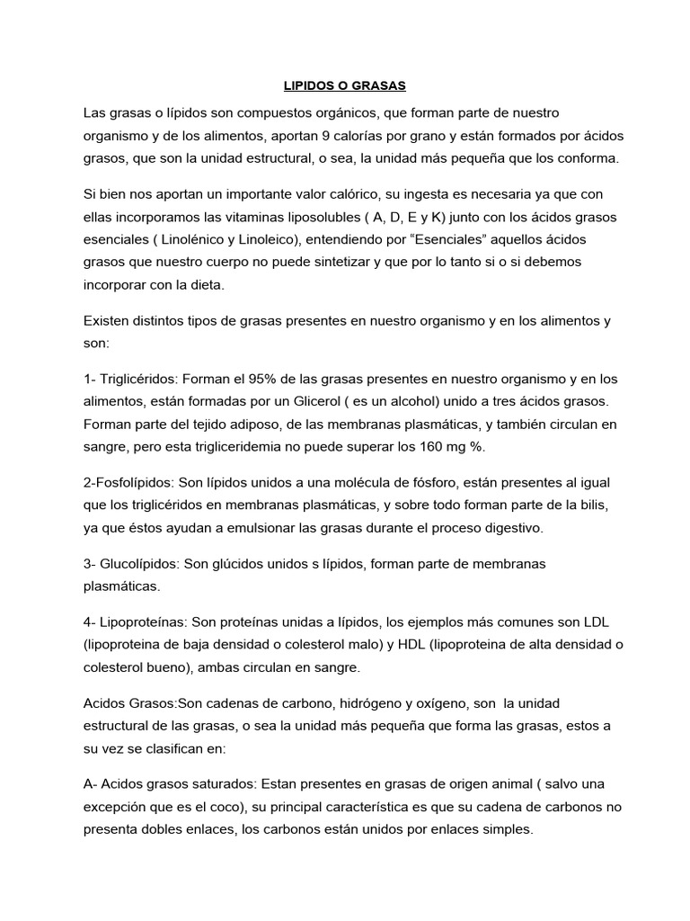 LIPIDOS O GRASAS | PDF