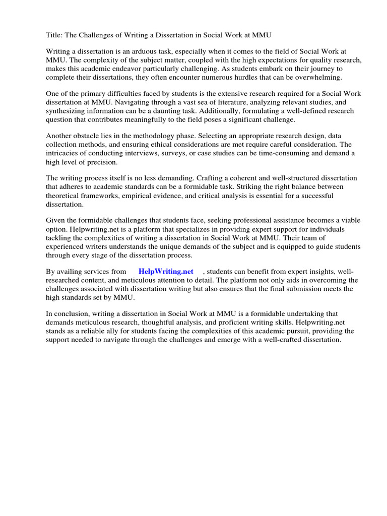 Mmu Dissertation Social Work | PDF | Methodology | Visualization (Graphics)