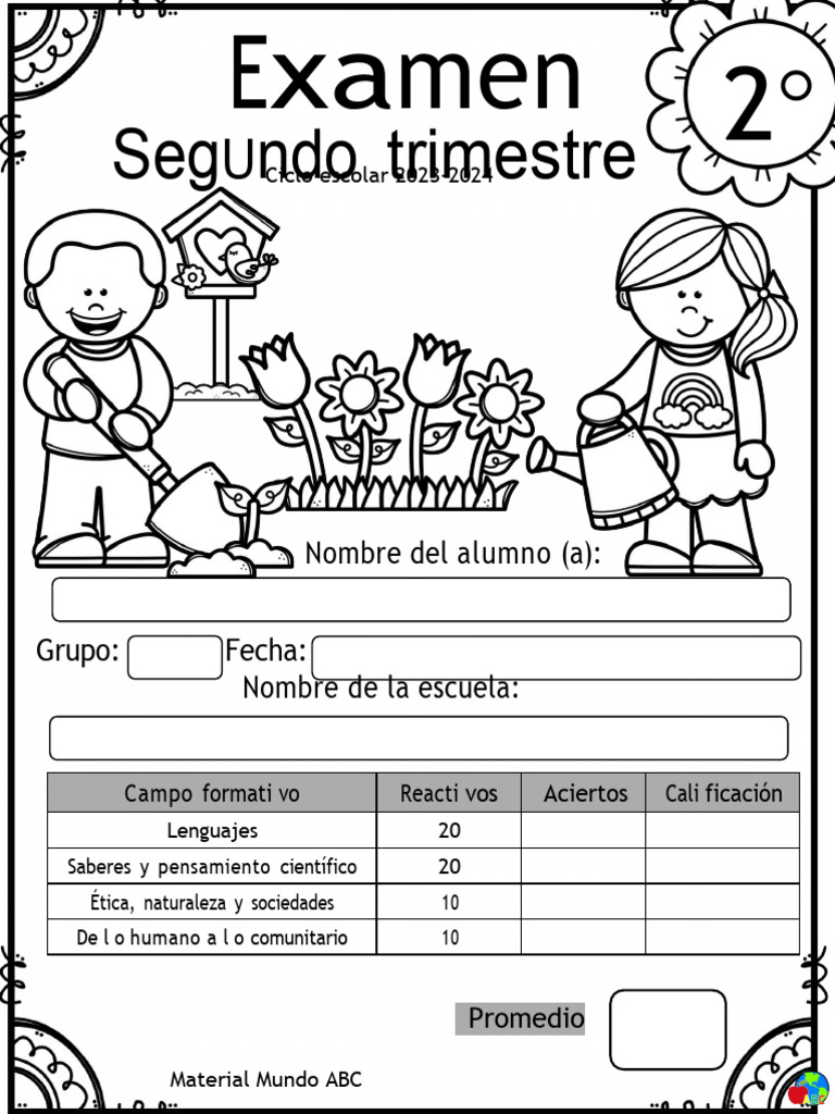 Examen Escolar 2° Trimestre | PDF