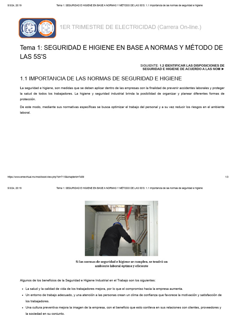 Tema 1_ SEGURIDAD E HIGIENE EN BASE A NORMAS Y MÉTODO DE LAS 5S'S_ 1.1 Importancia de las normas ...