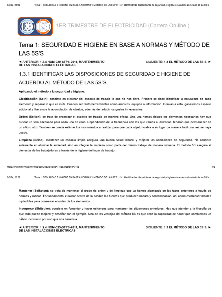 Tema 1: Seguridad E Higiene en Base A Normas Y Método de Las 5S'S | PDF | Higiene