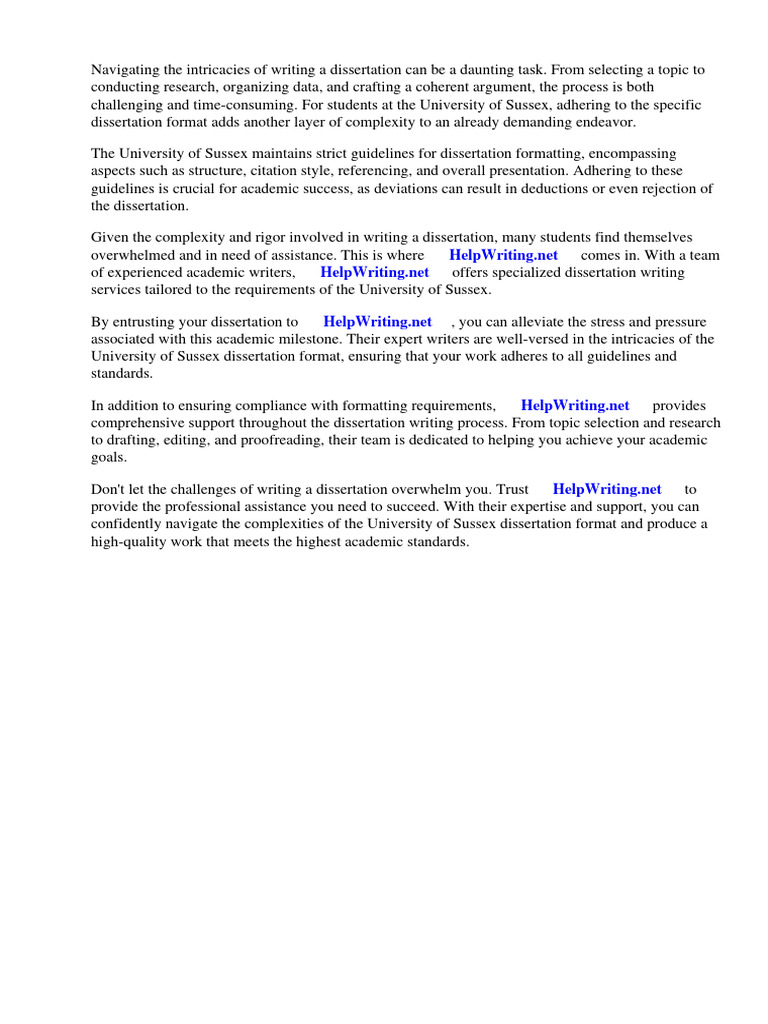 University of Sussex Dissertation Format | PDF | Thesis | Critical Thinking