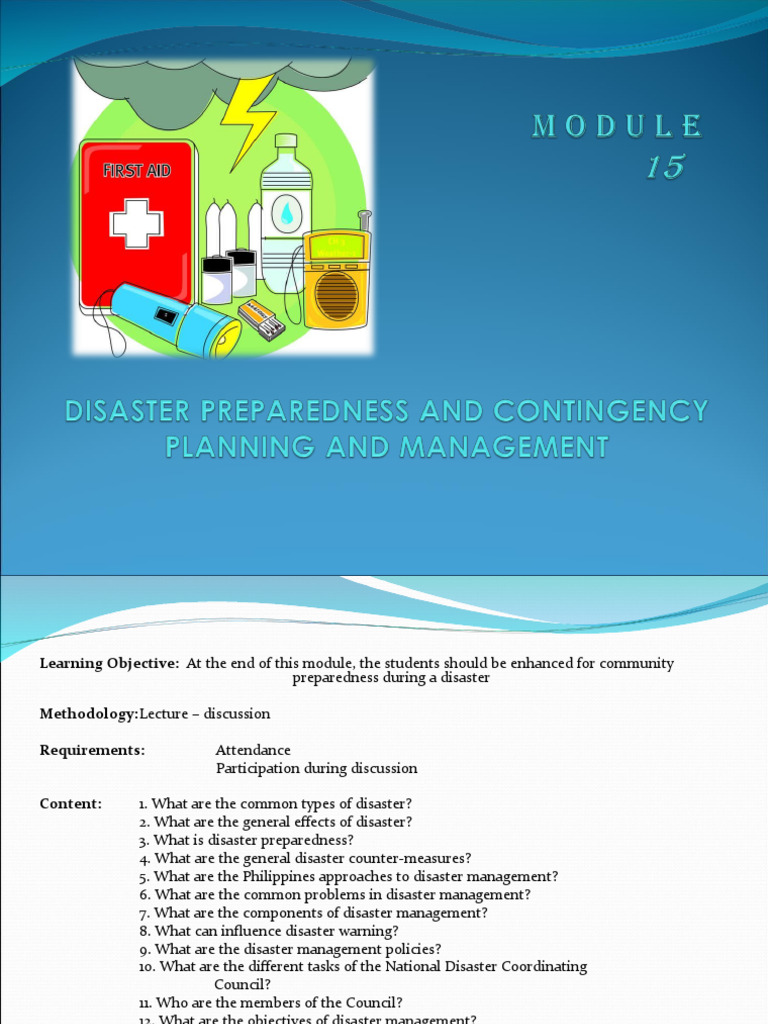Module 15 Disaster Edited | PDF | Emergency Management | Natural Disasters
