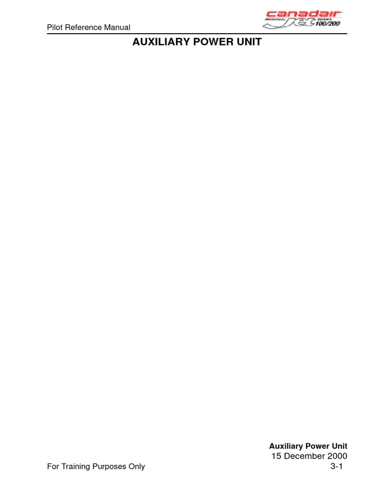 Auxiliary Power Unit: Pilot Reference Manual | PDF | Gas Turbine ...