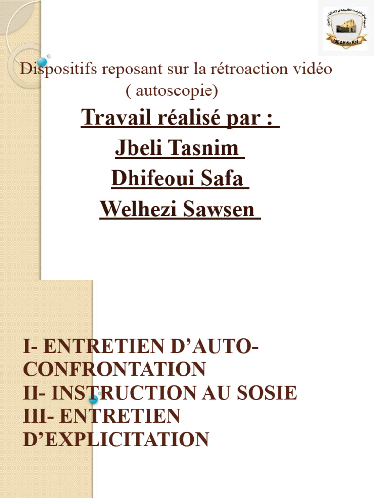 Dispositifs Reposant Sur La Rétroaction Vidéo ( | PDF | Psychologie ...