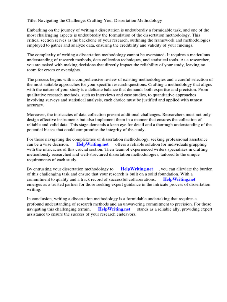 How To Write Your Dissertation Methodology Pdf Methodology Thesis