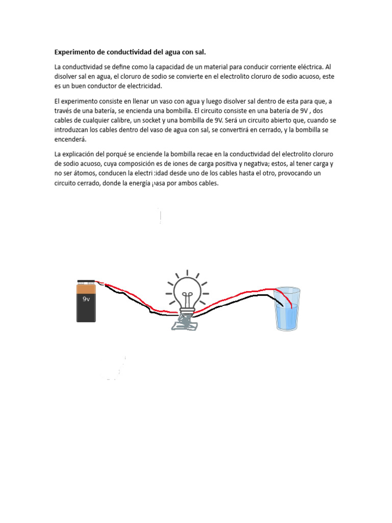 Experimento de Conductividad Del Agua Con Sal | PDF