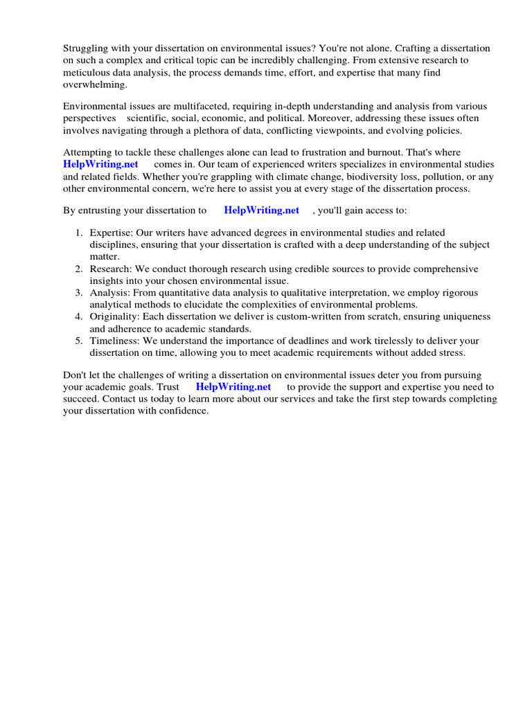 Dissertation Environmental Issues | PDF | Environmental Law | Sustainability