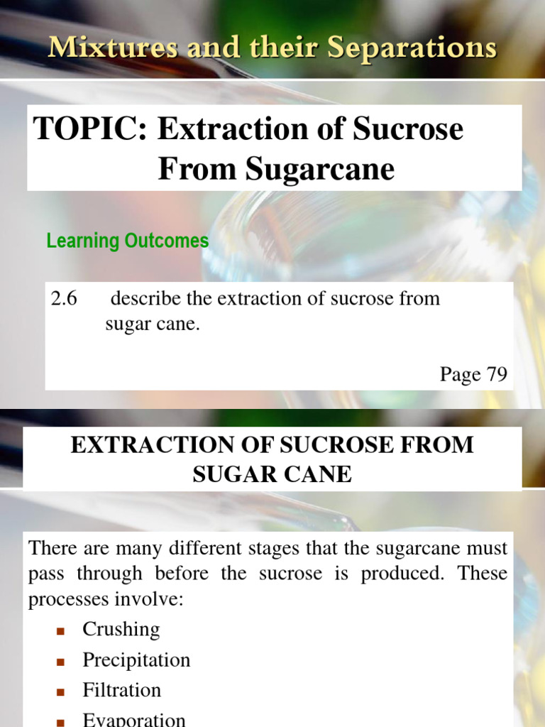 Sucrose Extraction from Sugarcane | PDF | Sugarcane | Sucrose