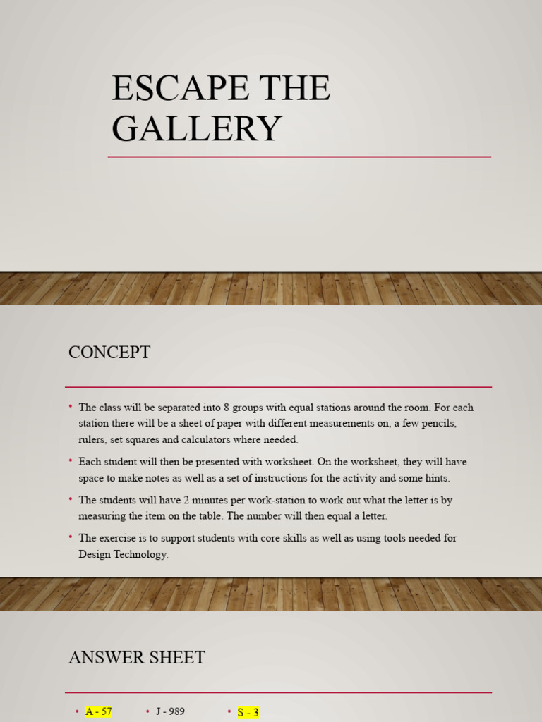 Escape Room Concept | PDF