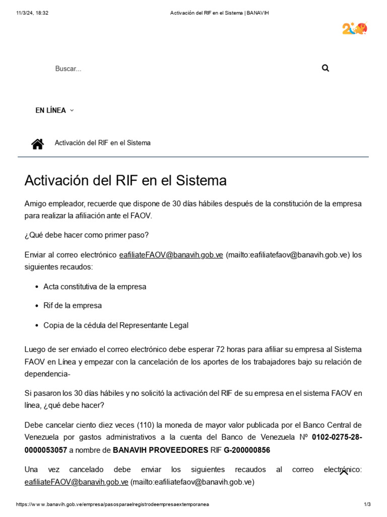 Activación del RIF en BANAVIH | PDF | Economias | Industrias de servicio