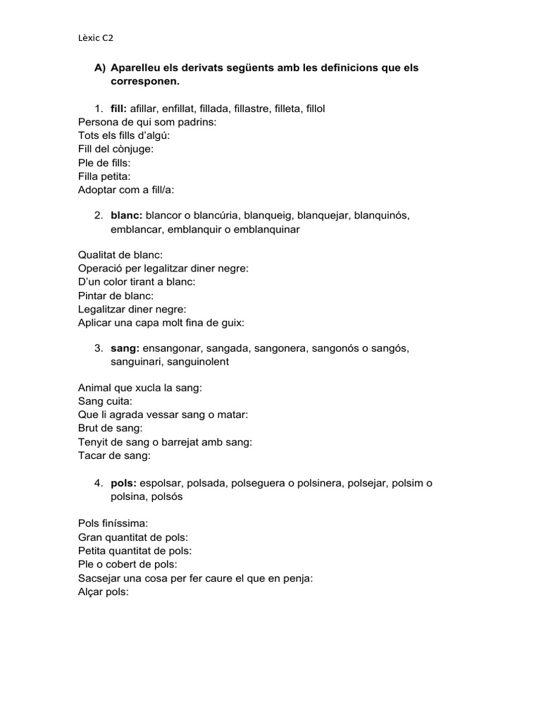Lèxic Nivell C2 Català | PDF
