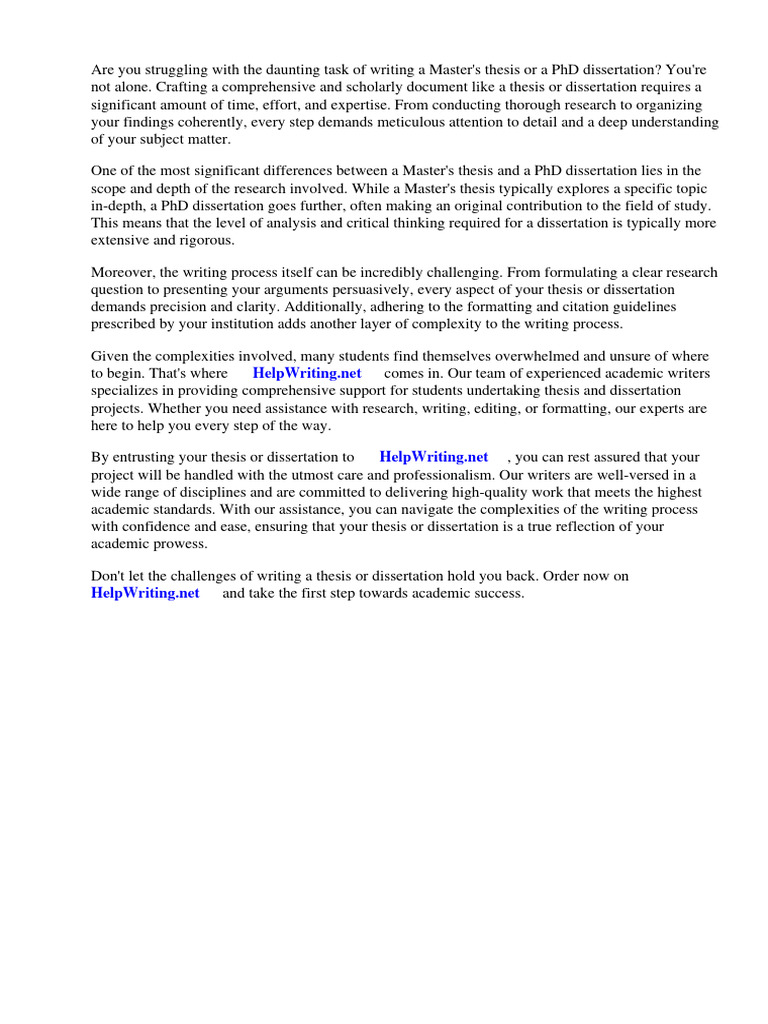 Master's Thesis vs. PhD Dissertation Guide | PDF | Thesis | Doctor Of Philosophy