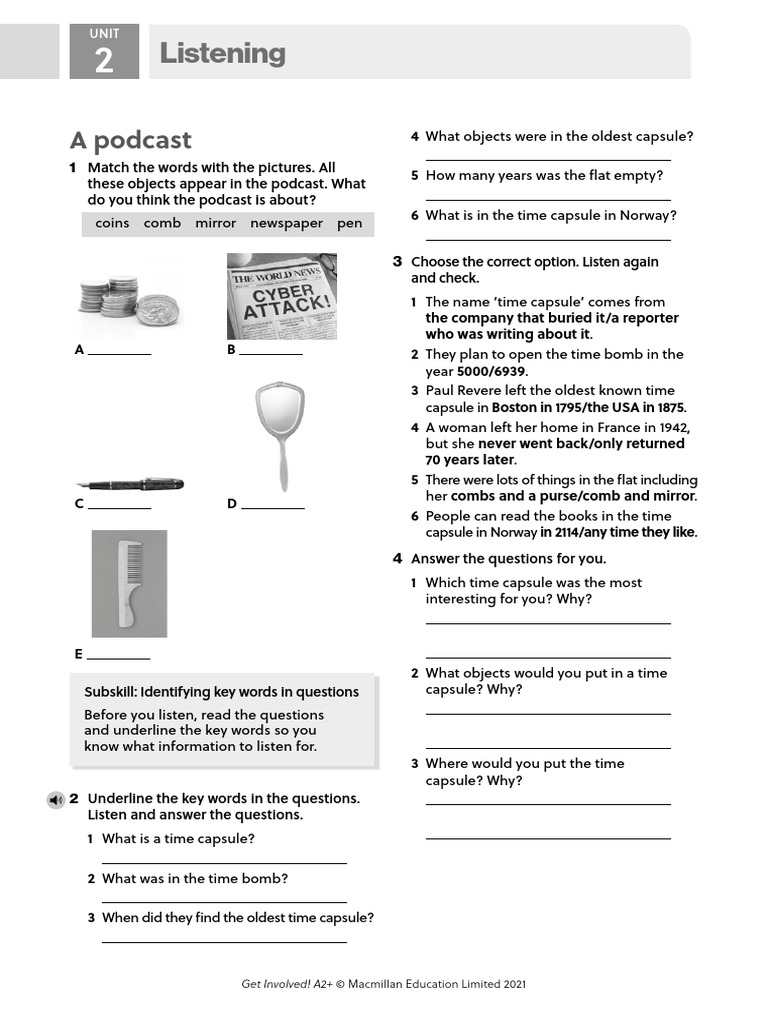 GI_A2PLUS_U2_Listening. Get envolved A2+. Unit 2 | PDF