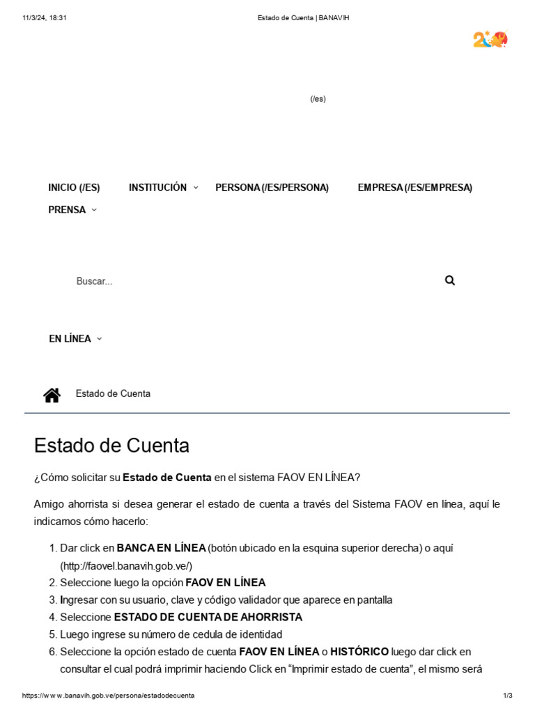 Estado de Cuenta - BANAVIH | PDF